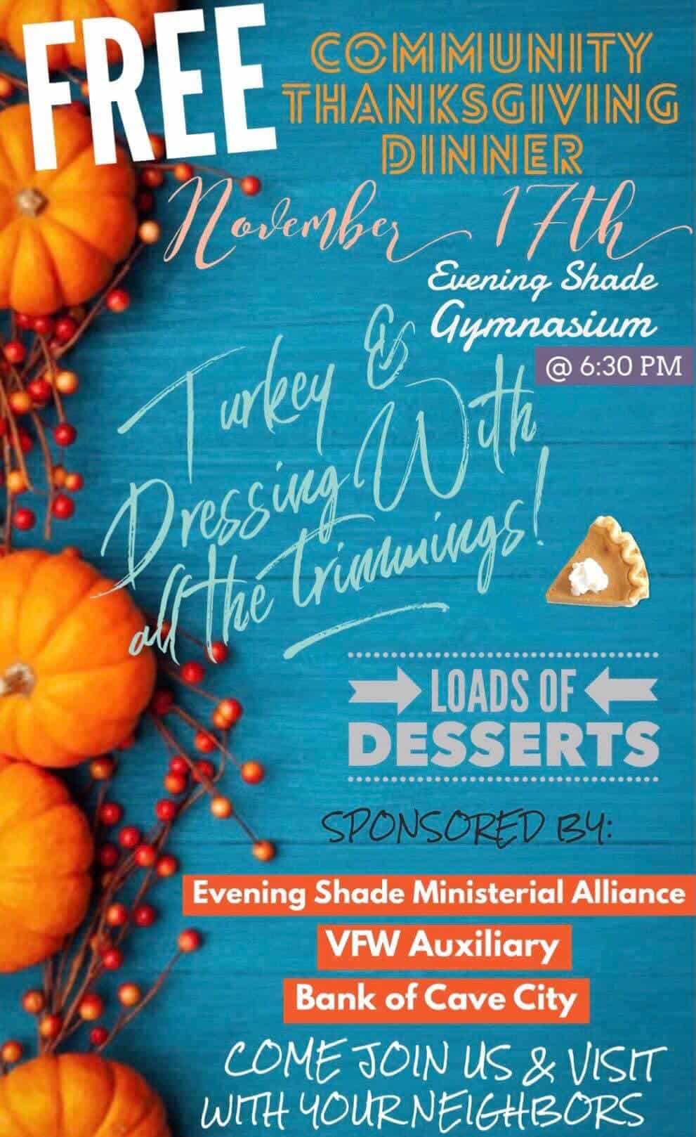 Evening Shade free community dinner